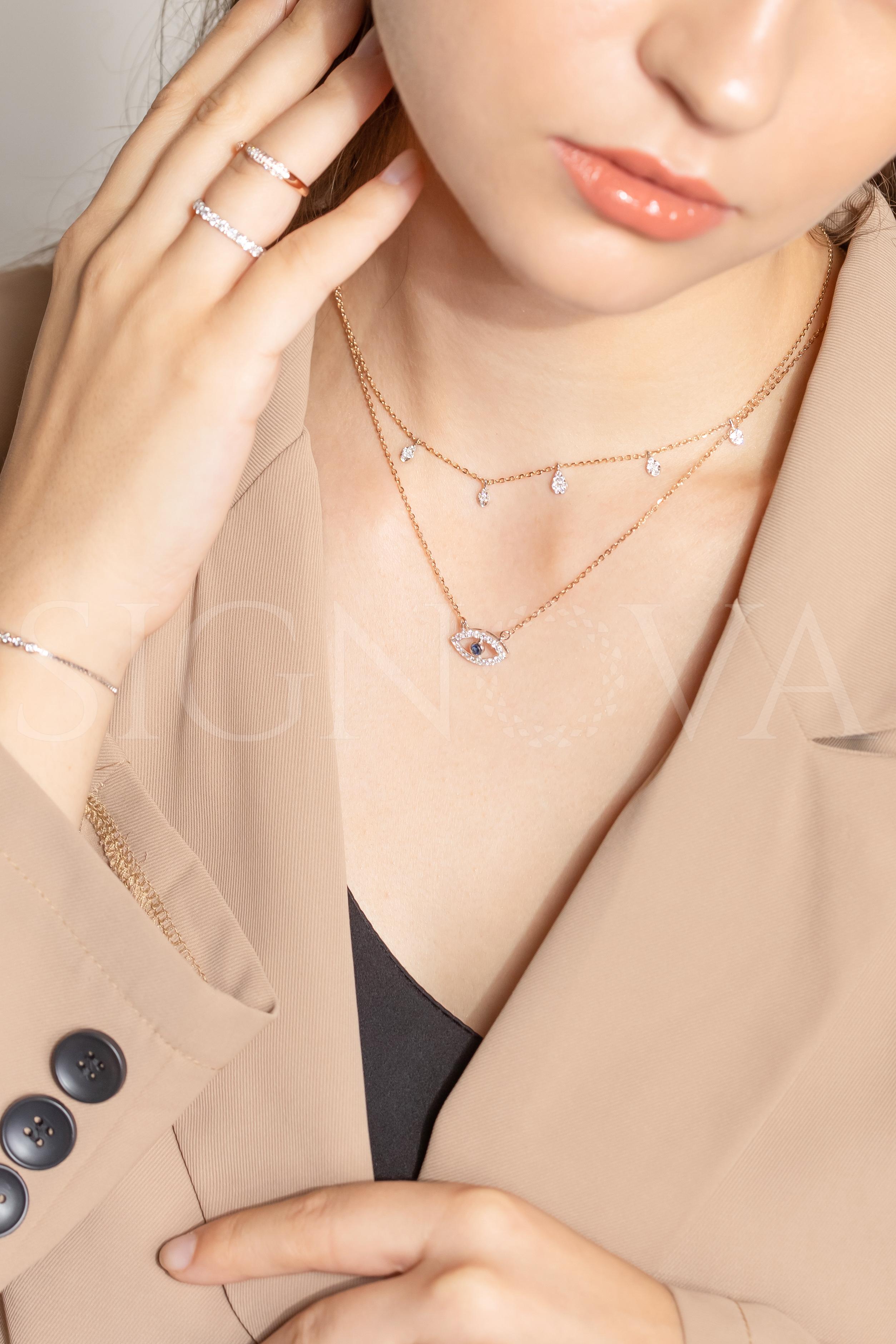 Evil Eye Curb chain Lab-Grown Diamond Necklace – Signova