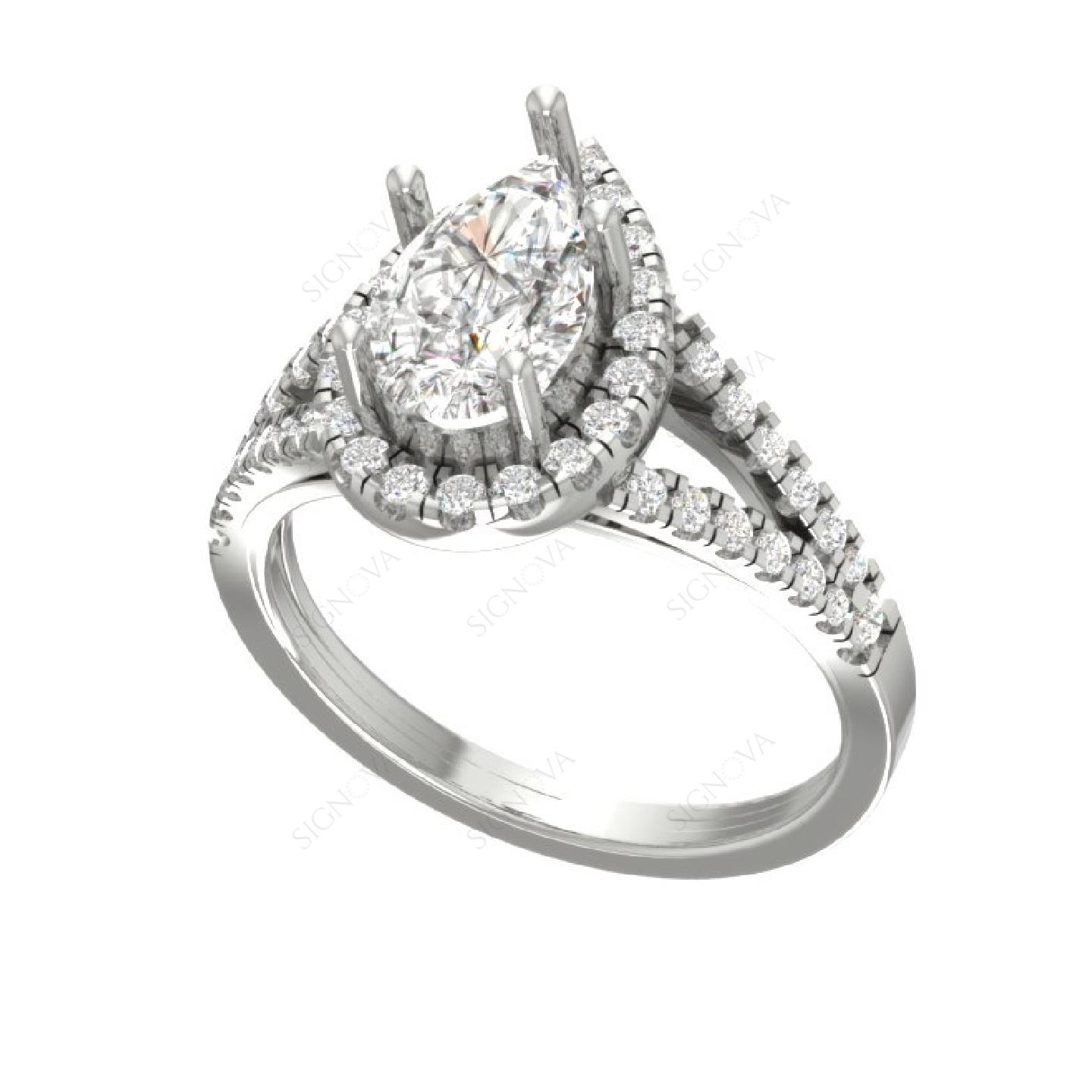 1 Ct Pear Lab Grown Diamond Halo Engagement Ring – Signova